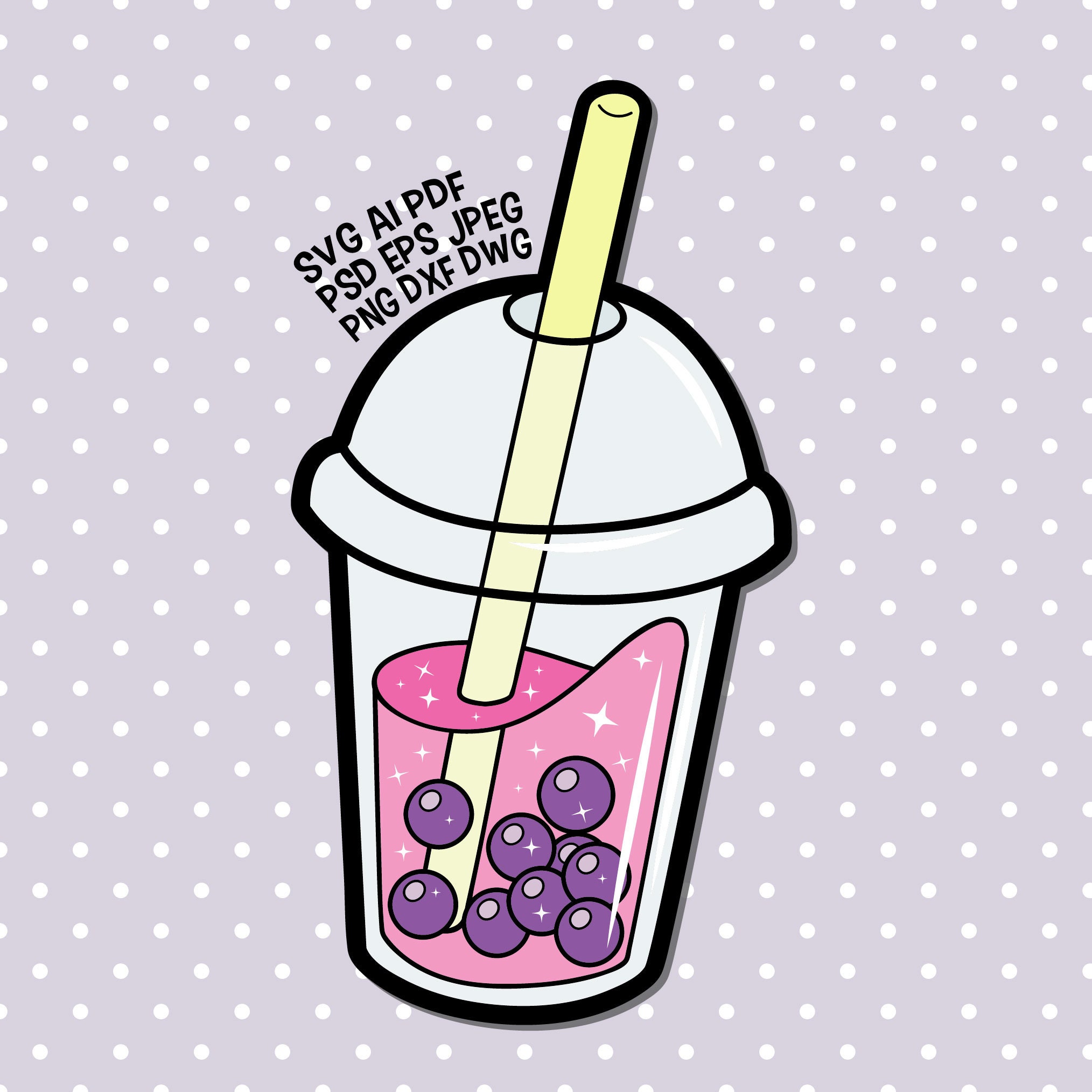 Kawaii food svg includes cute boba tea svg. kawaii food vector | Etsy