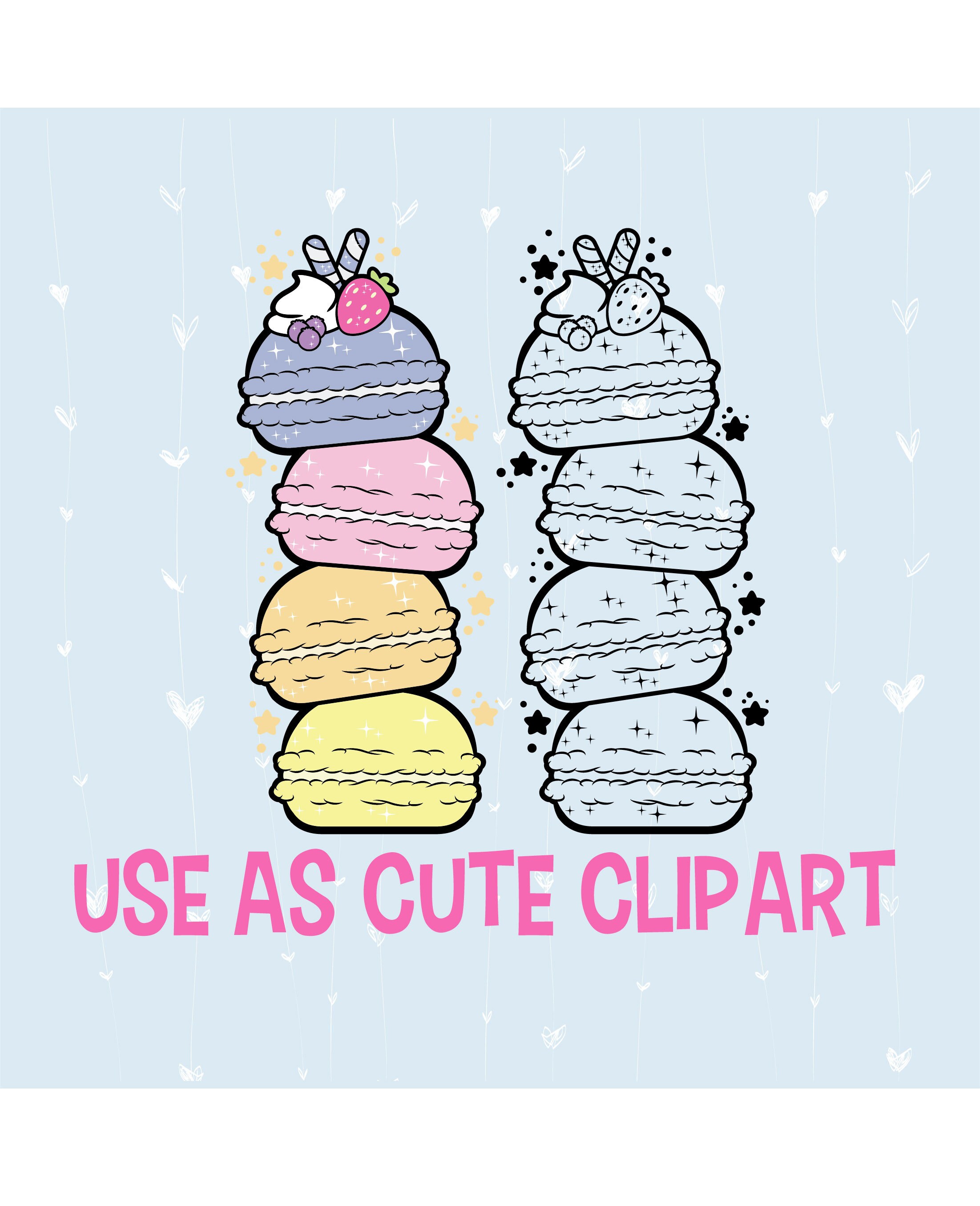 Kawaii Macarons Svg File. Food Clipart to Create Lovely | Etsy Canada