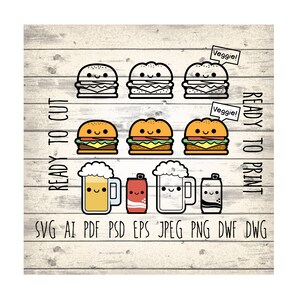 Fast Food Clipart Svg, Kawaii Printable Sticker Crafting Material Cut ...