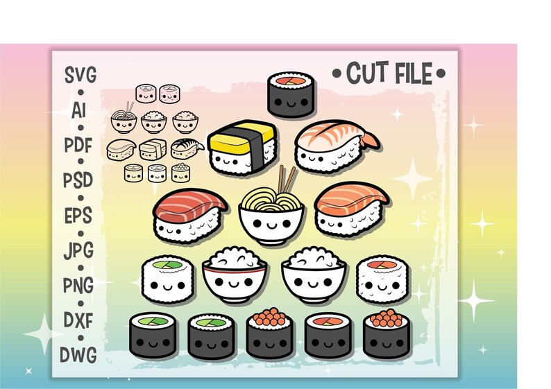 Sushi Svg Clipart Cut File Printable Stickers Crafting - Etsy Canada