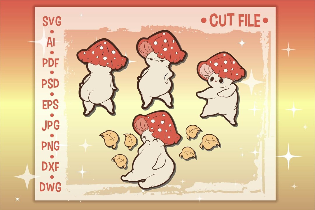 Mushroom Clipart Fall Bundle. Includes Kawaii Svg Printable Stickers ...