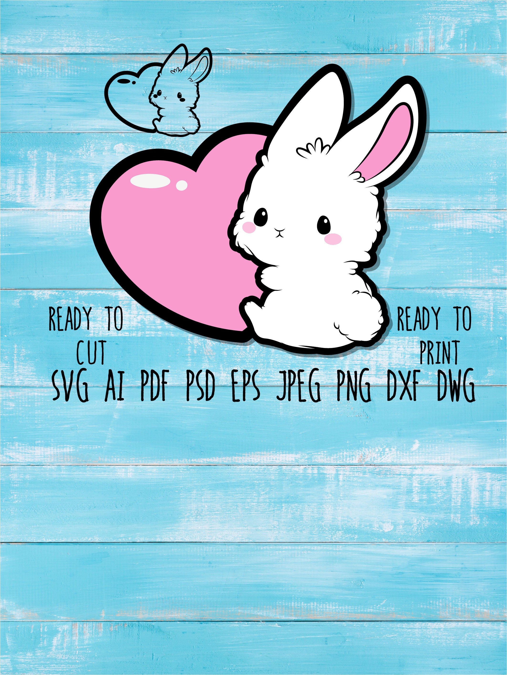 This bunny cut file includes printable clipart layered cricut | Etsy