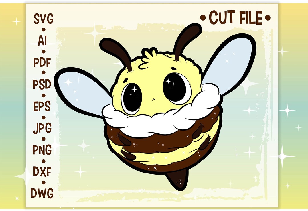 Kawaii Svg of Cute Bee. Includes Bee Vector File and Honeycomb Svg ...
