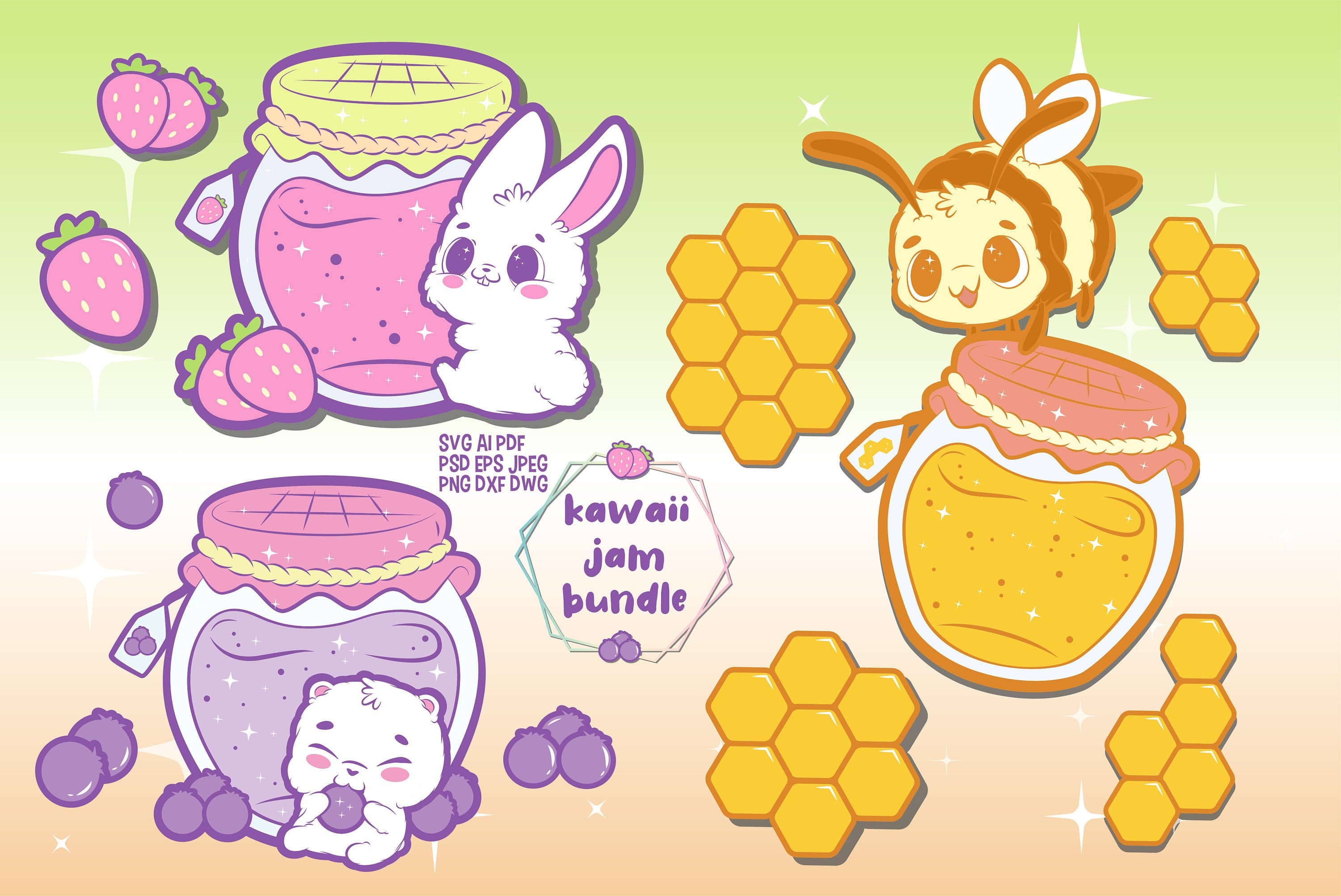 Kawaii bundle svg. perfect for printable stickers. food bundle | Etsy