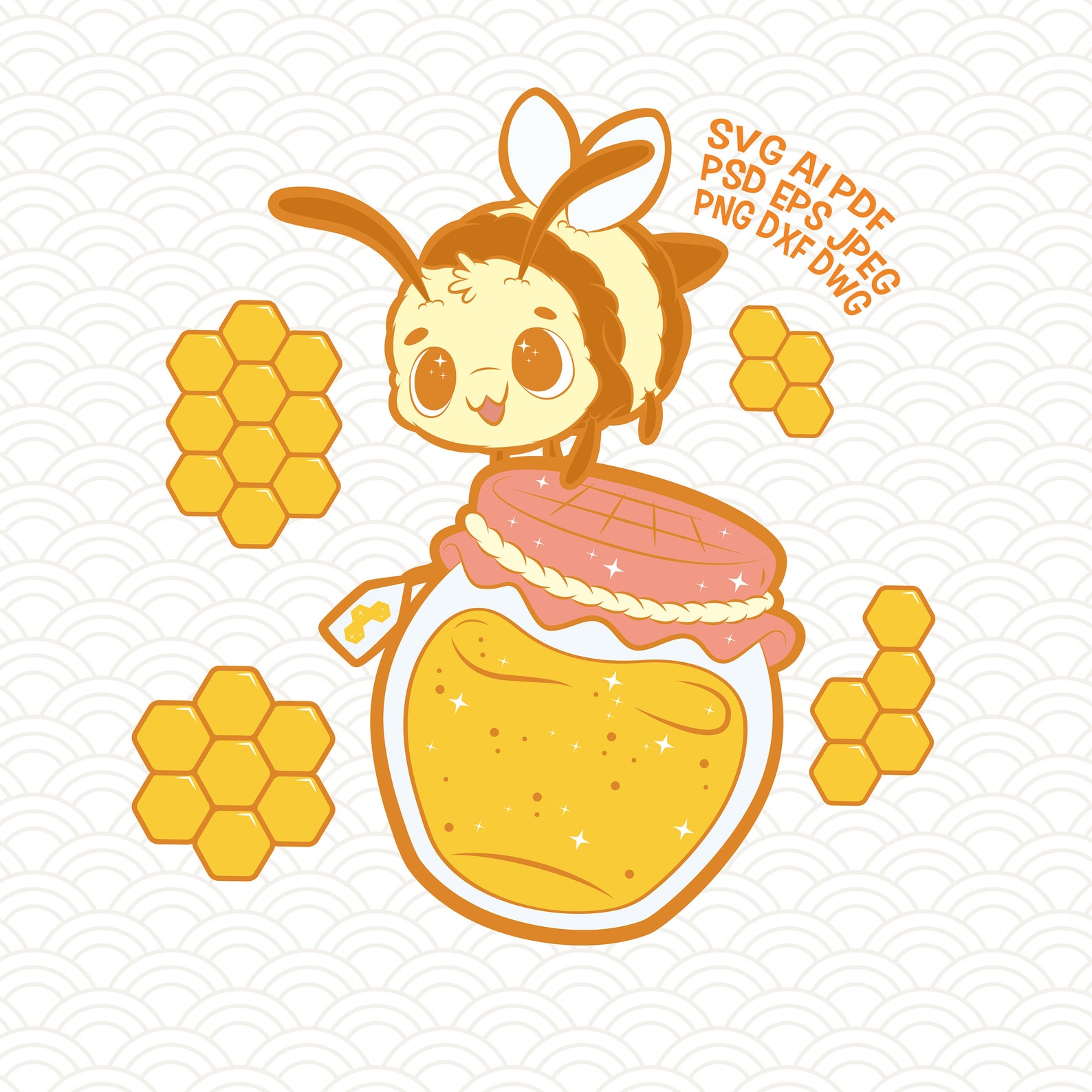 Kawaii Svg Bee Clipart. Honeybee Svg Files for Cricut. Cute Digital ...