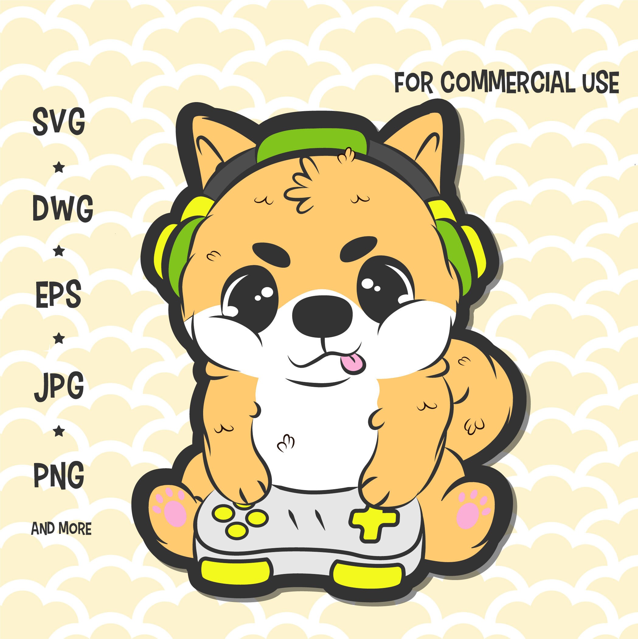 Kawaii Gamer Dog Svg. Gamer Clipart for Digital Stickers - Etsy