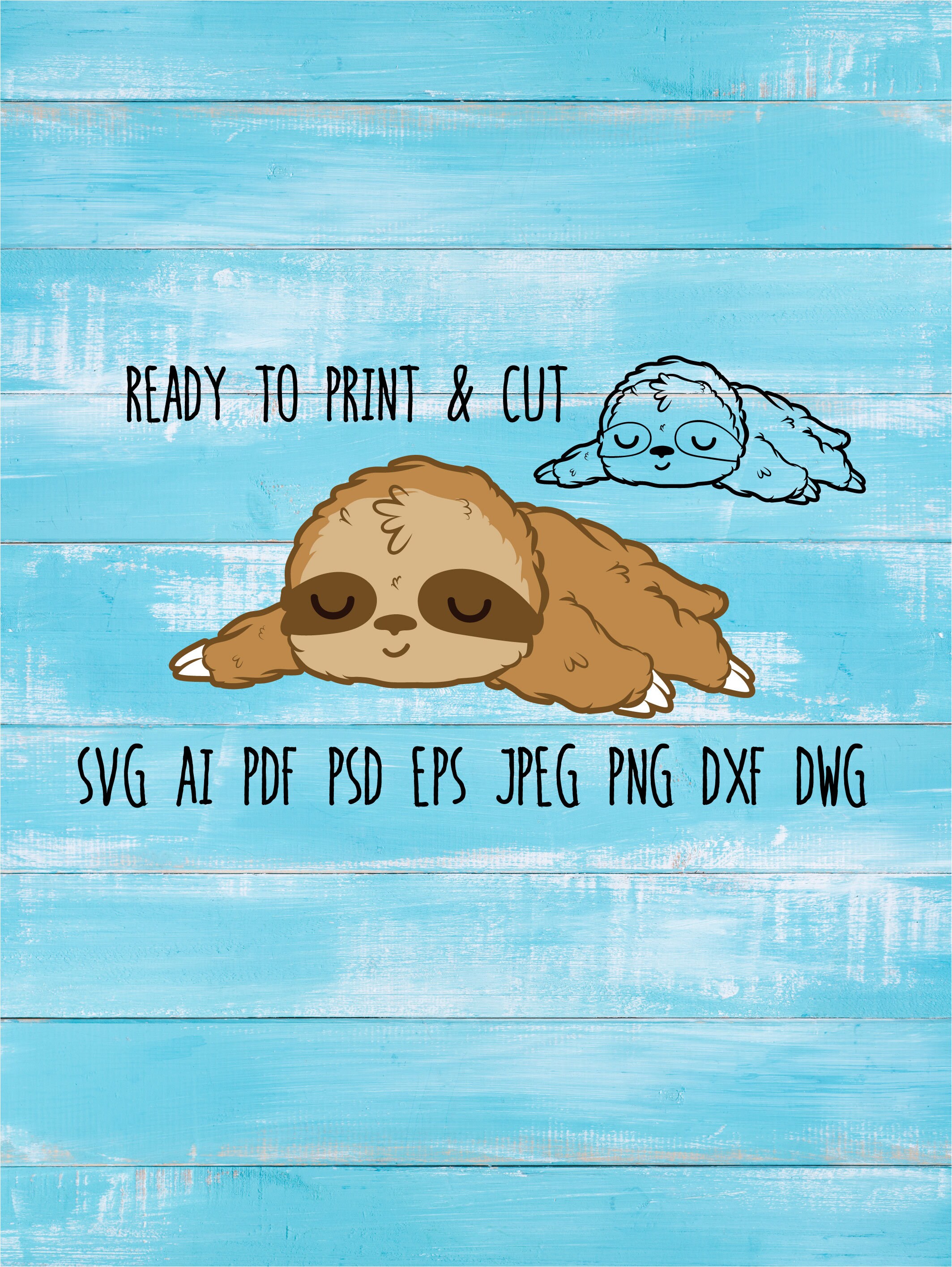 Cute Sloth Printable for Your Cricut Projects! This is a Digital ...