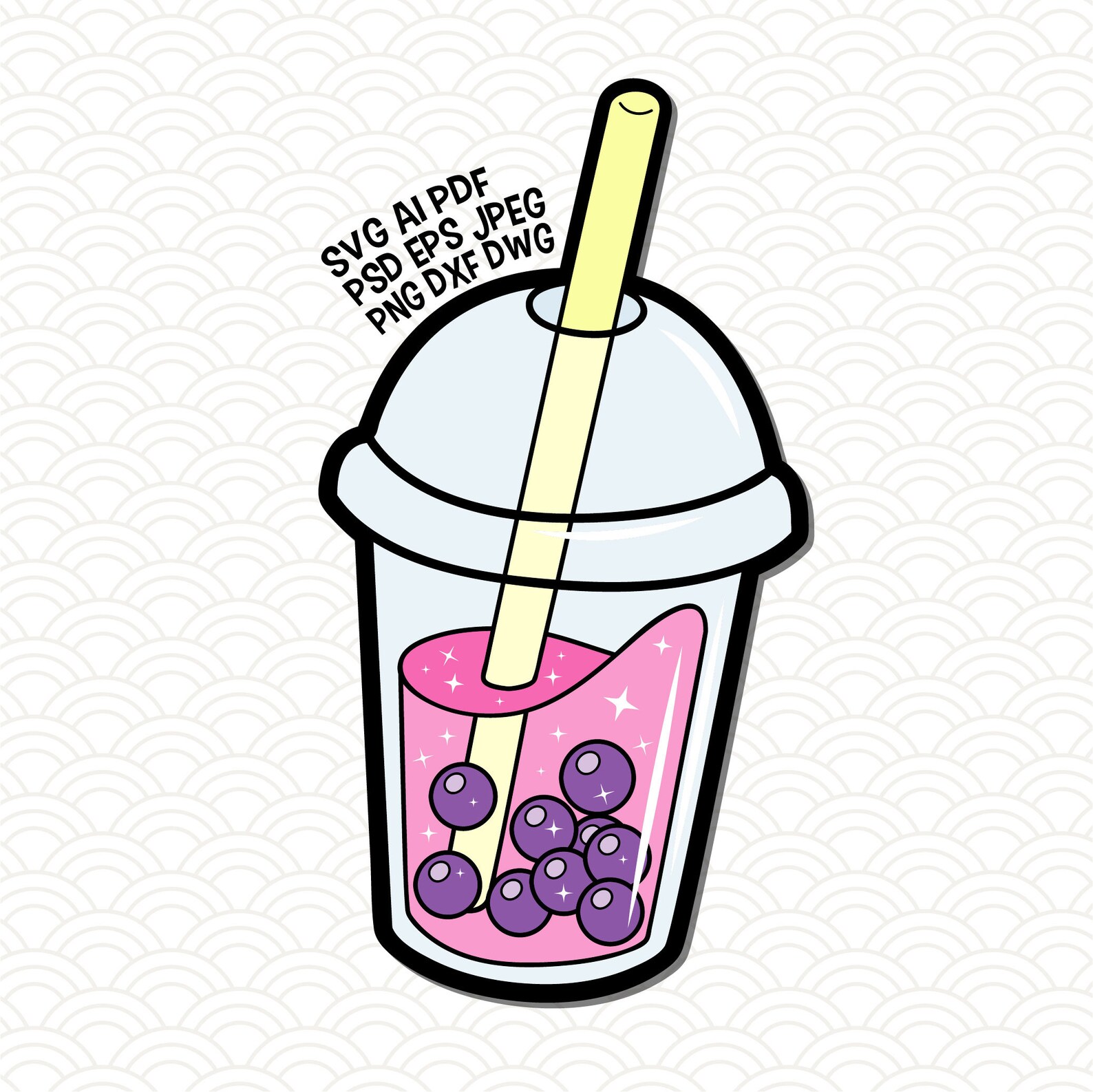 Kawaii food svg includes cute boba tea svg. kawaii food vector | Etsy