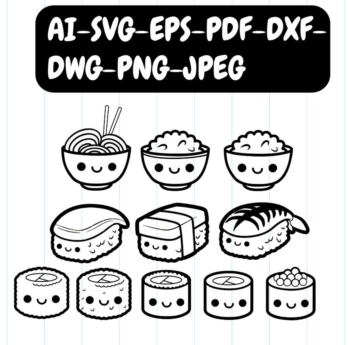 Sushi Svg Clipart Cut File Printable Stickers Crafting | Etsy Canada