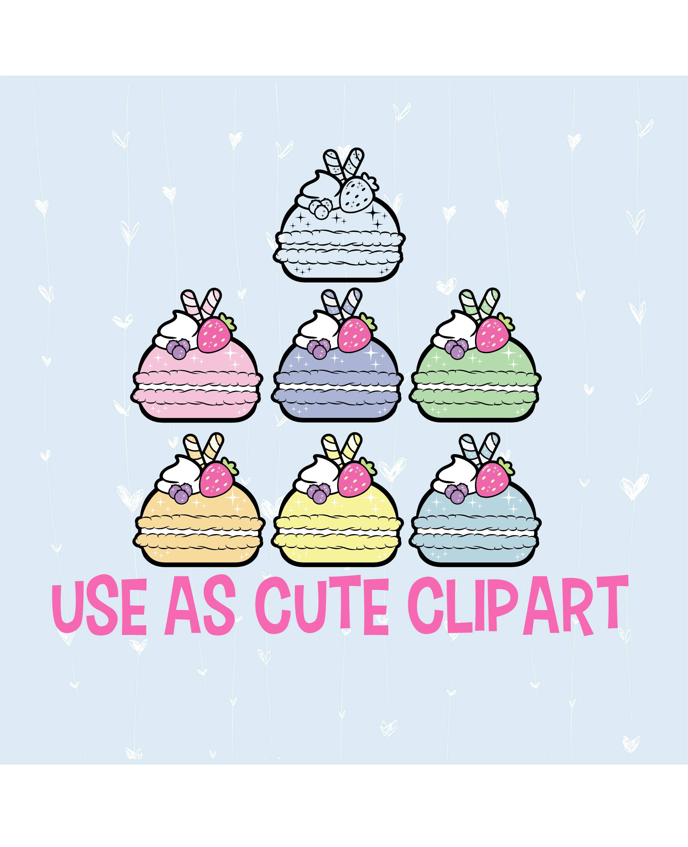 Kawaii Macarons Svg File. Food Clipart to Create Lovely | Etsy