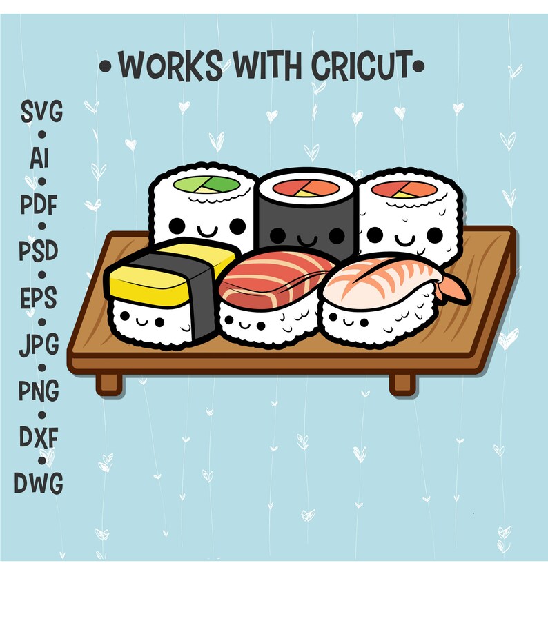 Kawaii Sushi Svg Fies for Cricut. Printable Sushi Stickers or | Etsy