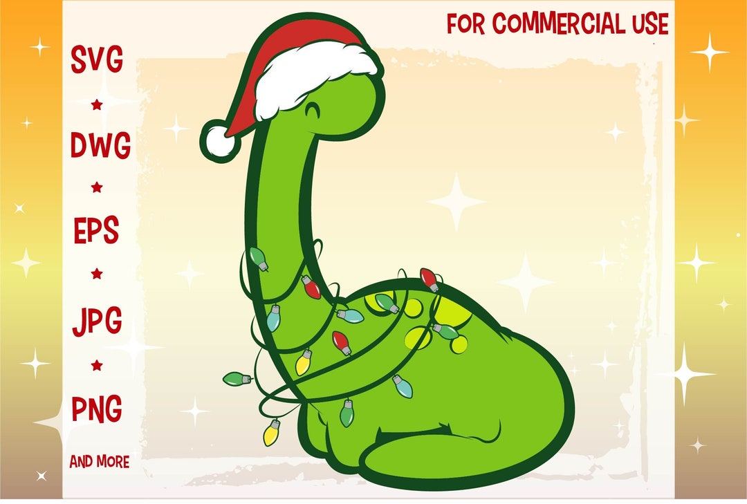 Kawaii Dinosaur Svg, Cute Dinosaur Christmas Clipart - Etsy