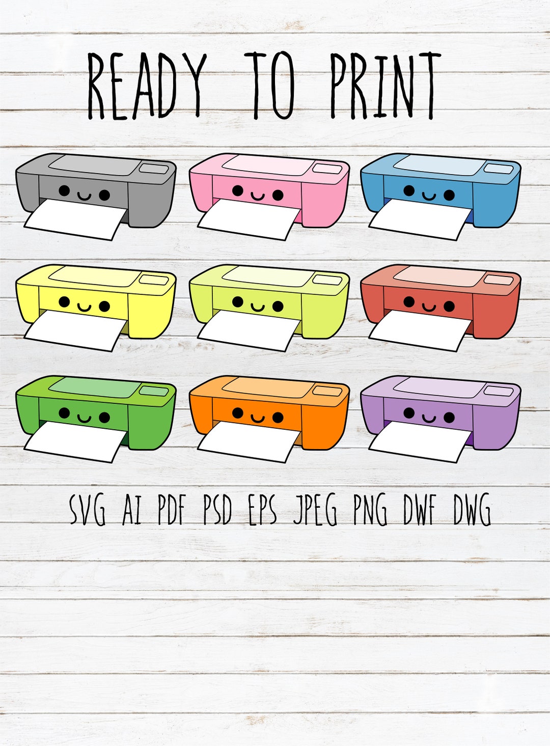 Printer SVG, Cut File Office Supplies Printable Dxf Crafting Project ...