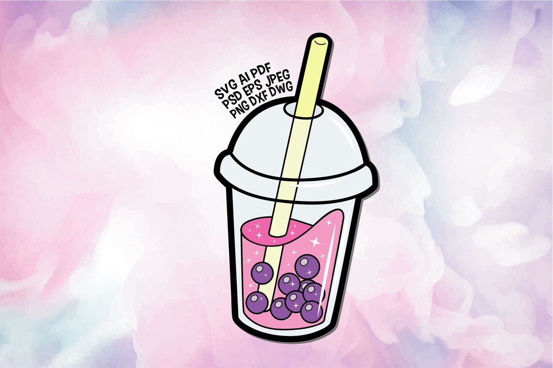 Kawaii food svg includes cute boba tea svg. kawaii food vector | Etsy