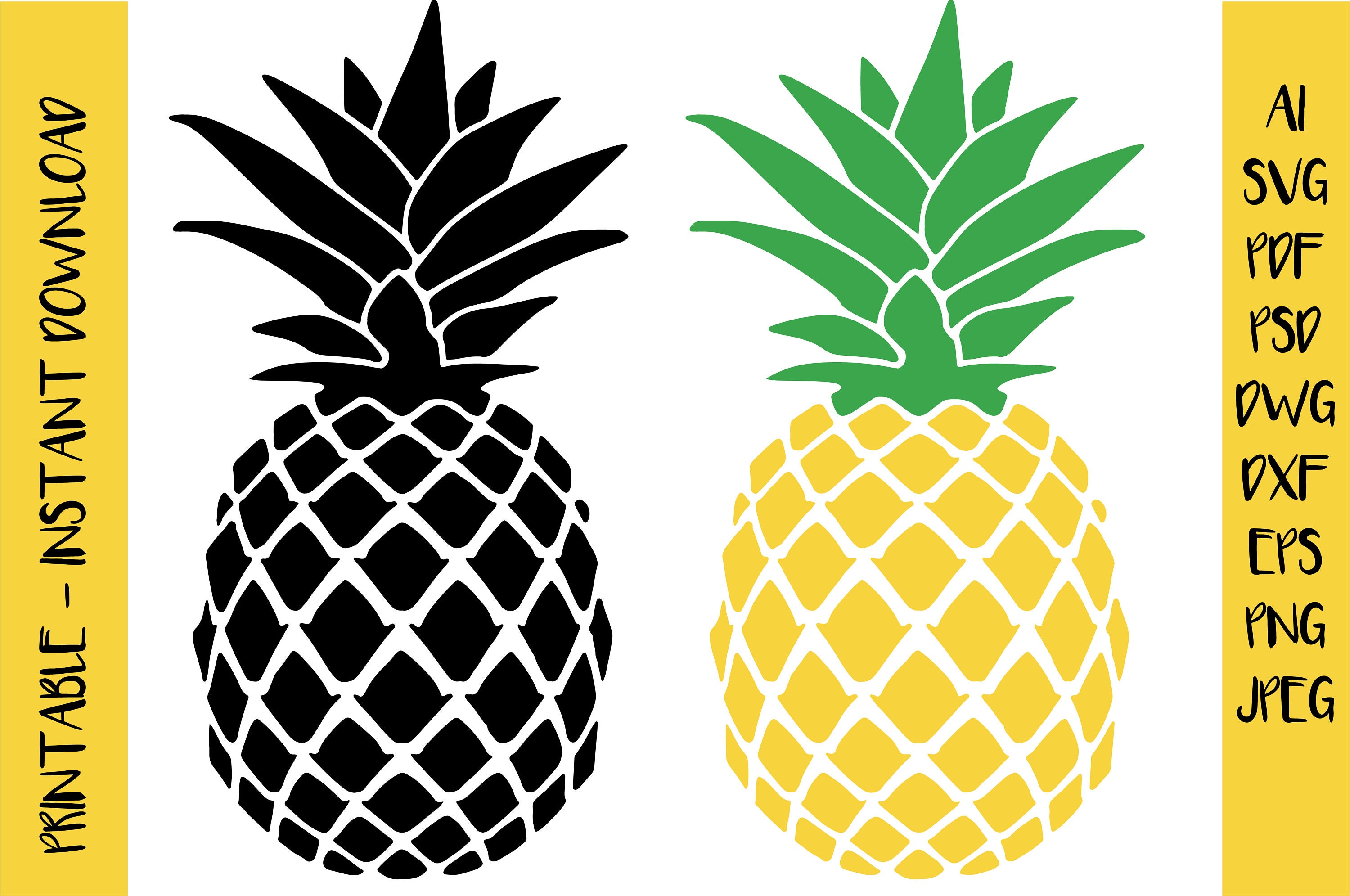 Pineapple Svg File for Cricut or Cameo Digital Summer | Etsy