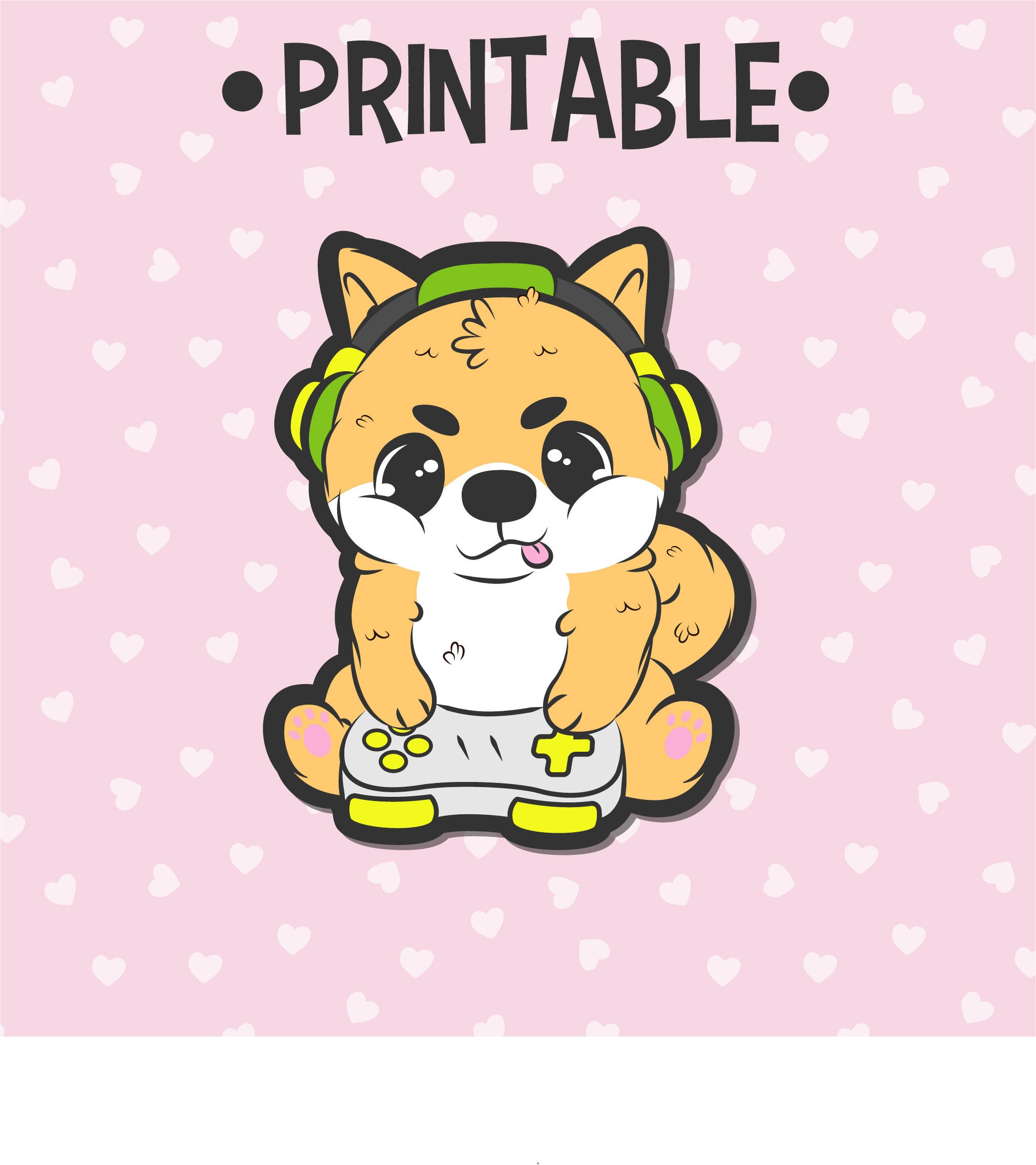 Kawaii Gamer Dog Svg. Gamer Clipart for Digital Stickers - Etsy