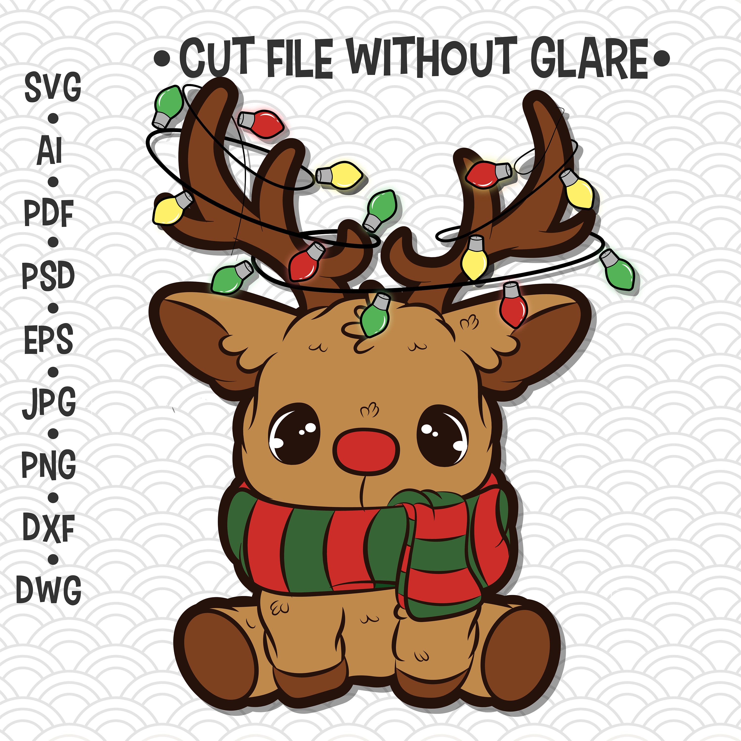 Kawaii Reindeer Svg is a Christmas Clipart in Digital | Etsy