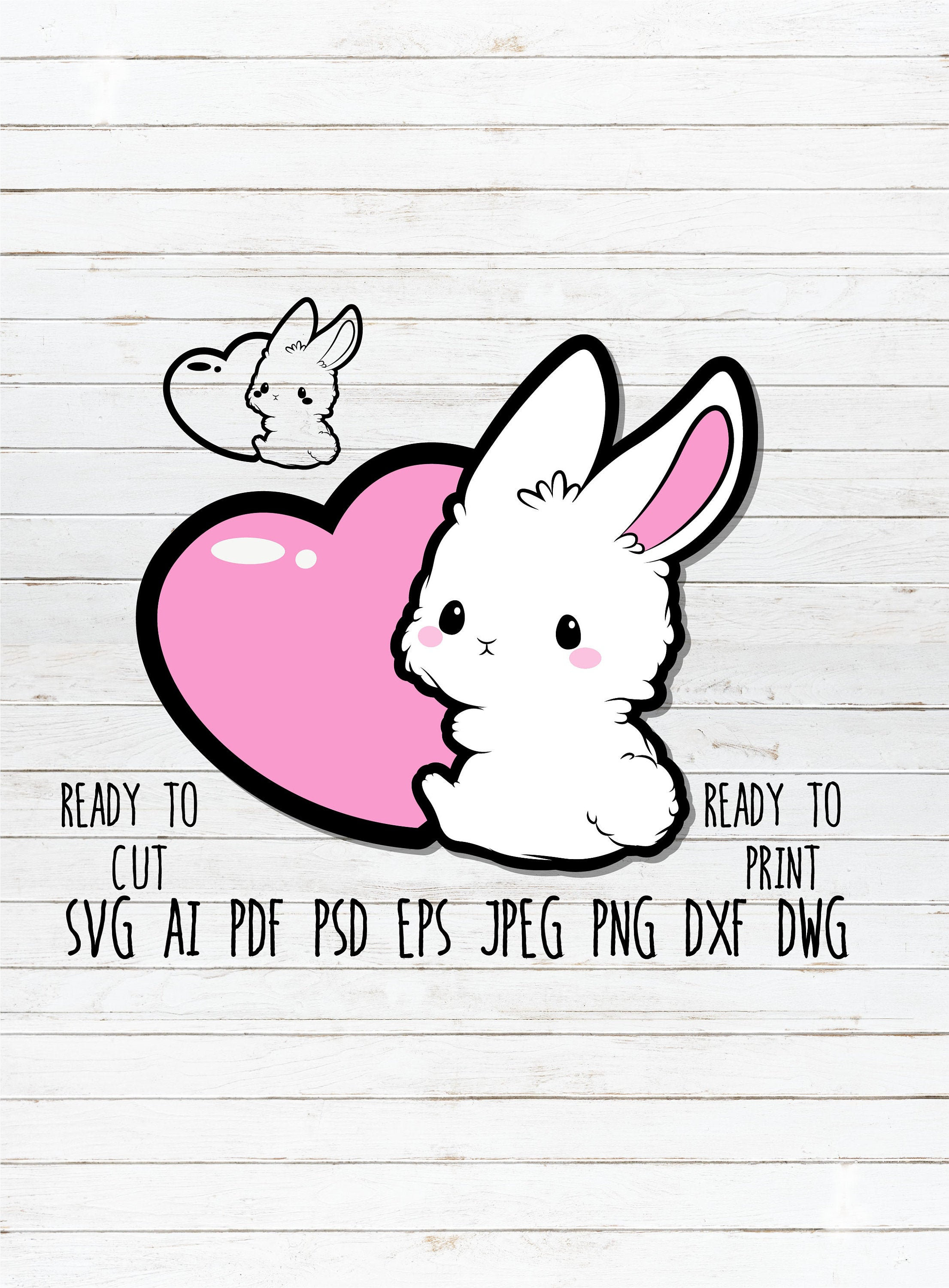 This bunny cut file includes printable clipart layered cricut | Etsy