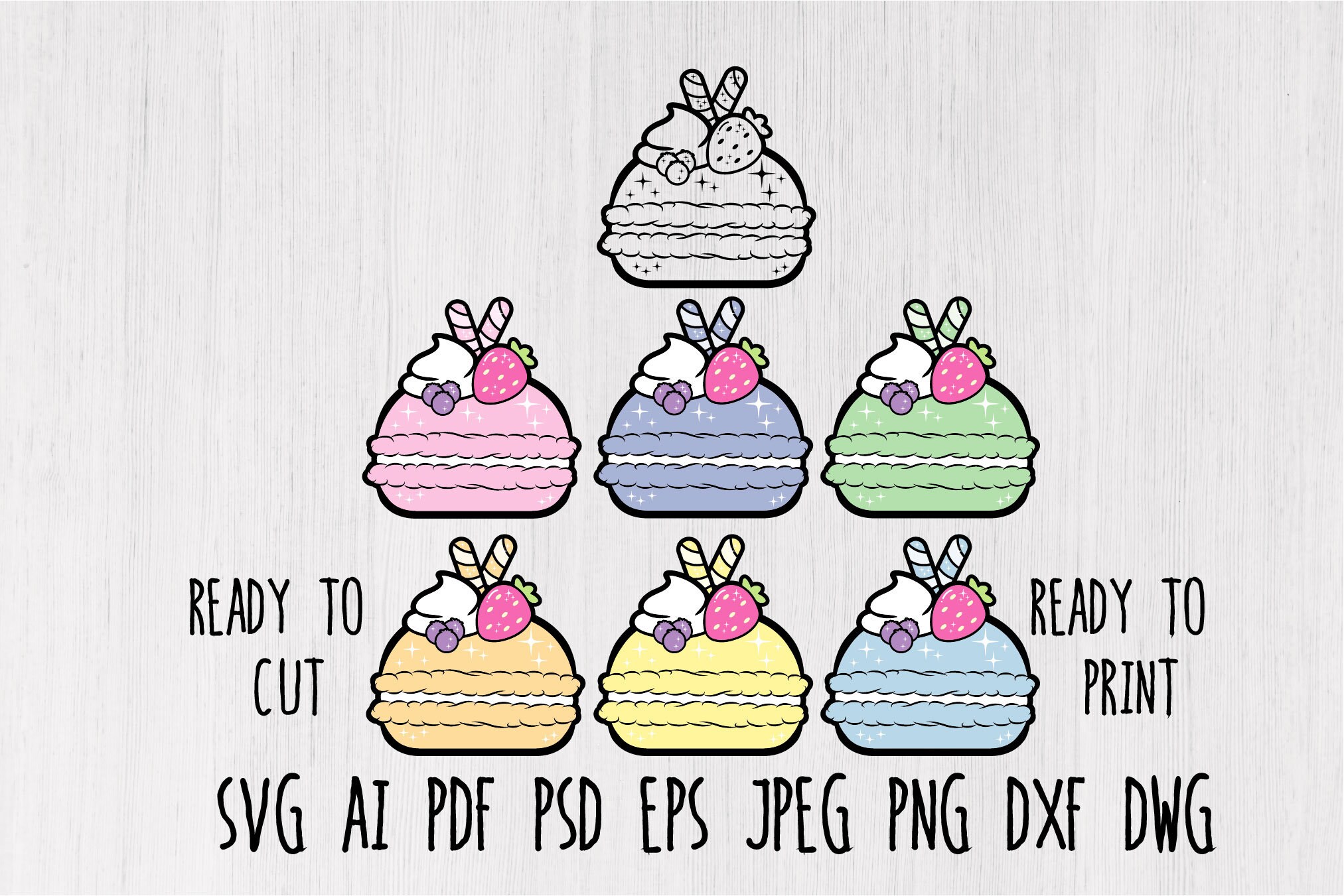 Kawaii Macarons Svg File. Food Clipart to Create Lovely | Etsy