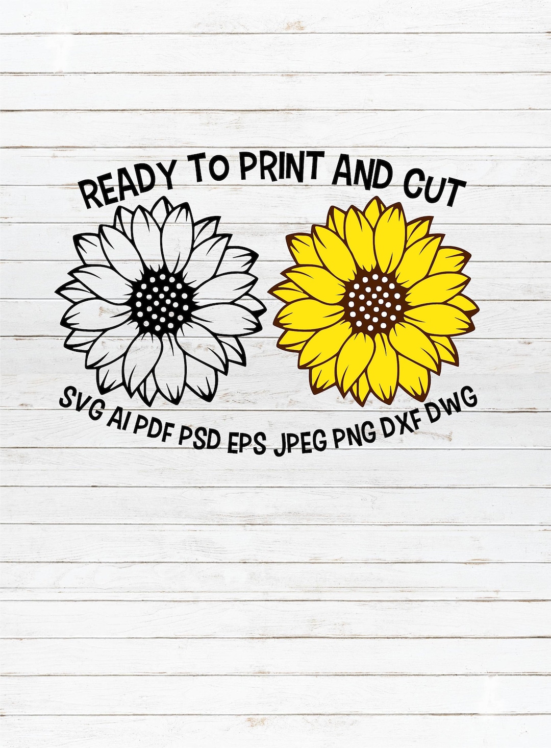 Sunflower Png, Digital Download. Printable Sunflower Sticker. Includes ...