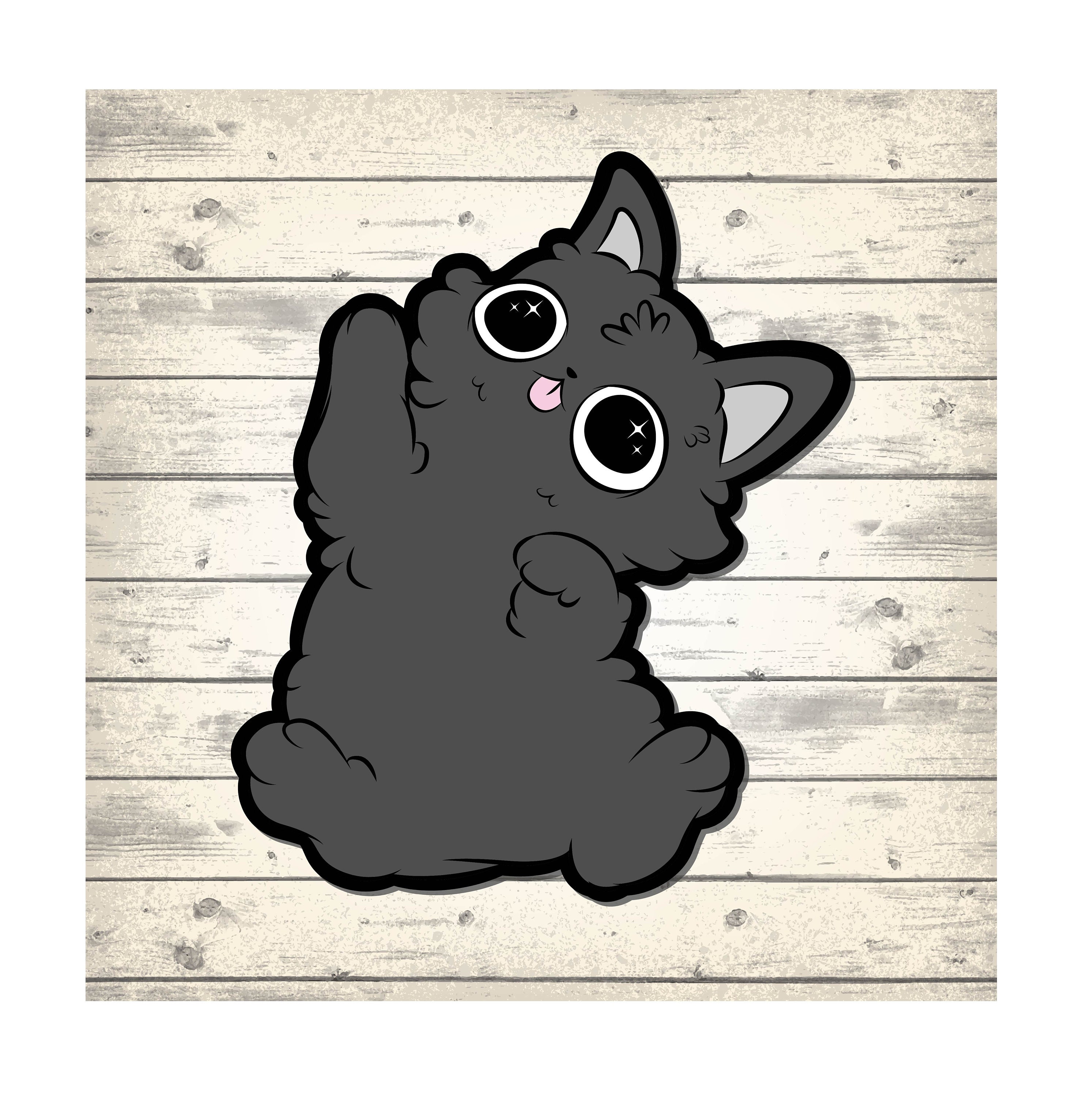 Black Cat Svg File for Commercial Use. Digital Download Ready. Kawaii ...