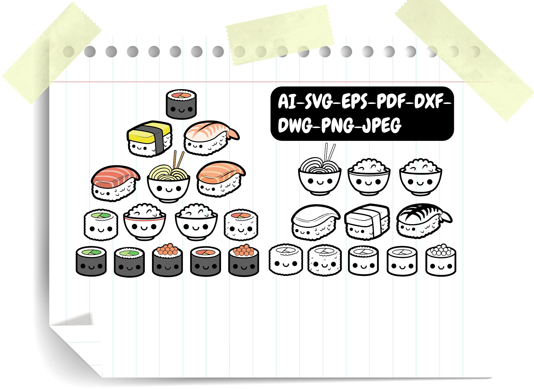 Sushi Svg Clipart Cut File Printable Stickers Crafting | Etsy Canada
