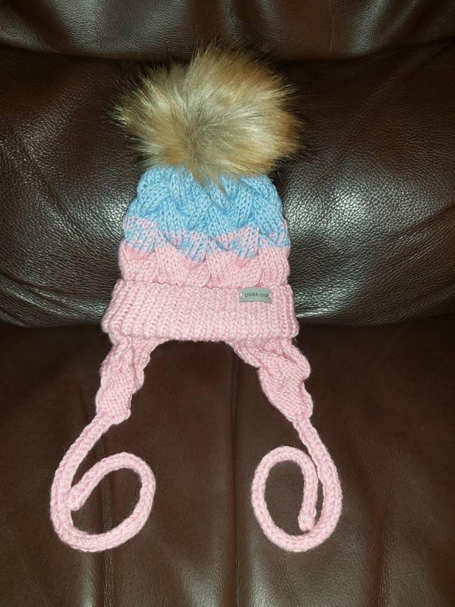 Baby Cozy Hat/ Handmade Soft Comfortable/ Knitted/soft Tick Pom Pom - Etsy