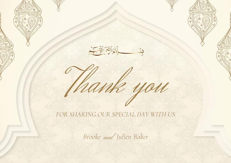 Muslim Wedding Card Thank You Give Thanks to Your Guests Editable Canva ...