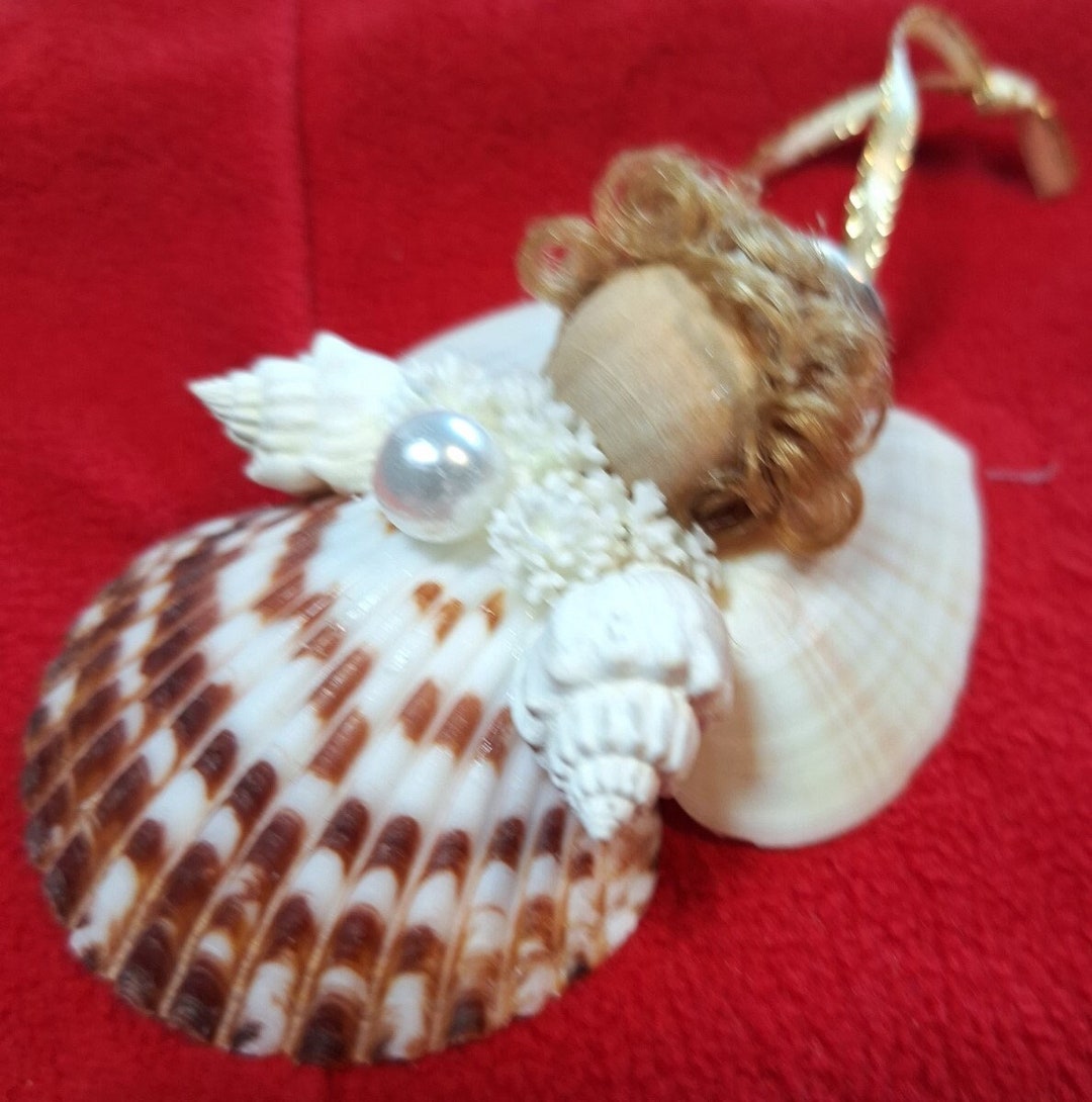 Ornament. Soft Pink and White Sea Shell Angel- Add Peace and Joy to Any ...