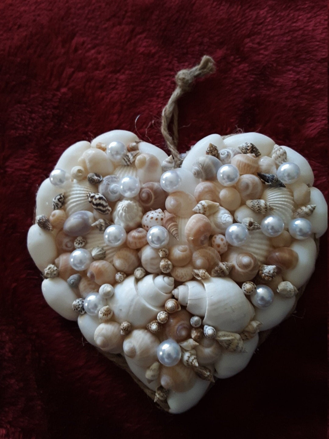 Seashell Heart Framed With White Bubble Shells, Then a Variety of Small ...
