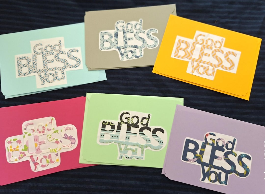Notecards- "god Bless You", Set of 6- Random Designs and Coordinated ...