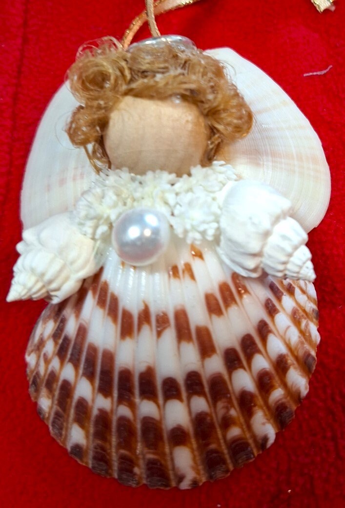 Ornament. Soft Pink and White Sea Shell Angel- Add Peace and Joy to Any ...