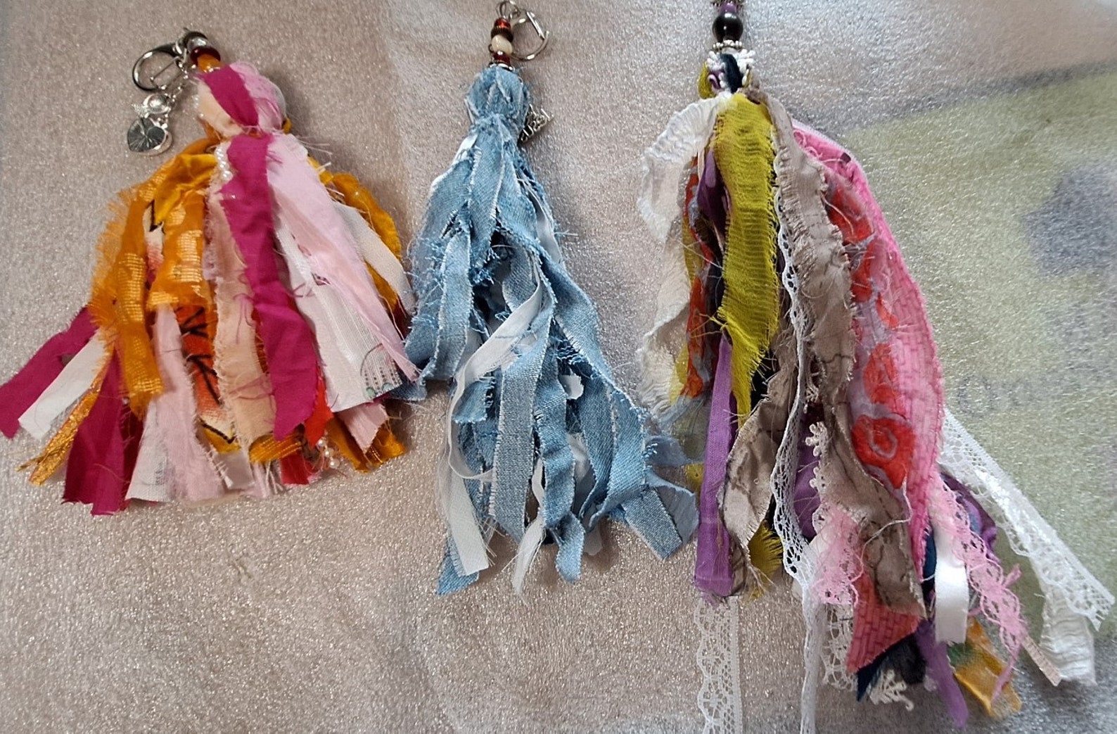 Christmas Textile Tassel- Includes Sari Silk and Eyelash Yarn. Alsoo ...