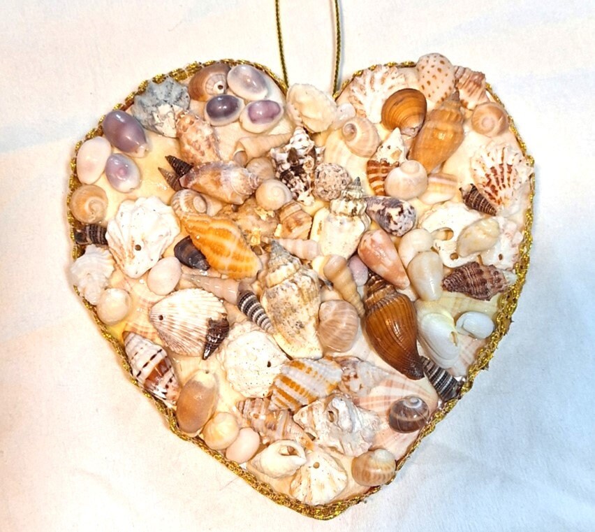 Seashell Heart Framed With Gold Braid, Then Completed With a Variety of ...