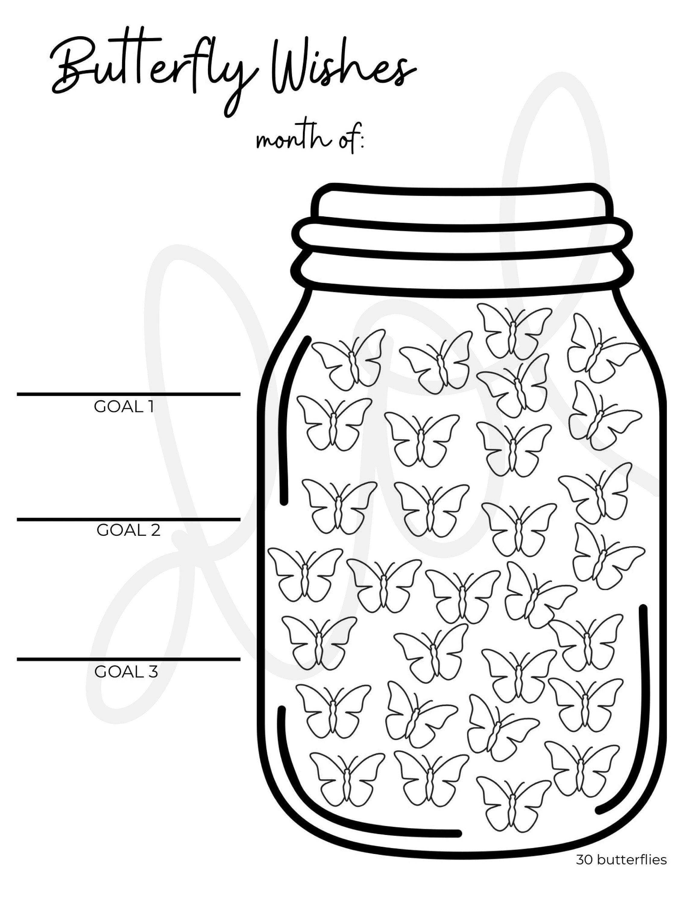 MONTHLY GOAL TRACKER Pdf Butterfly Goal Tracker - Etsy