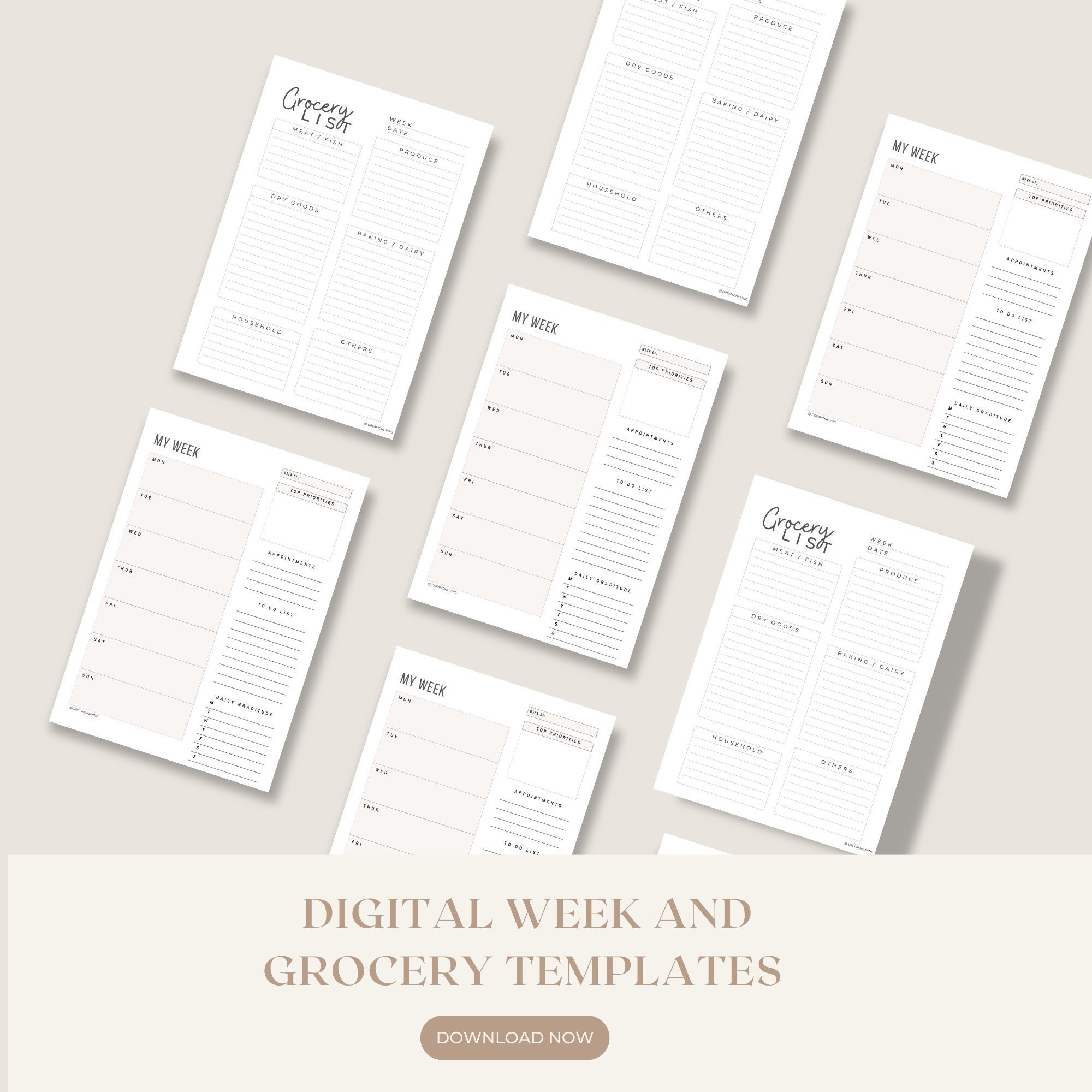 WEEKLY Planner and Grocery LIST Bundle - Etsy