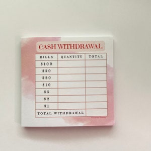 TELLER WITHDRAWAL POST It - Denomination Break Down - Etsy