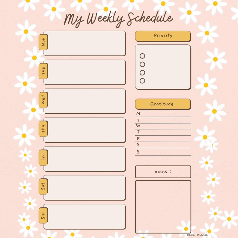 WEEKLY SCHEDULE PLANNER Printable Weekly to Do - Etsy