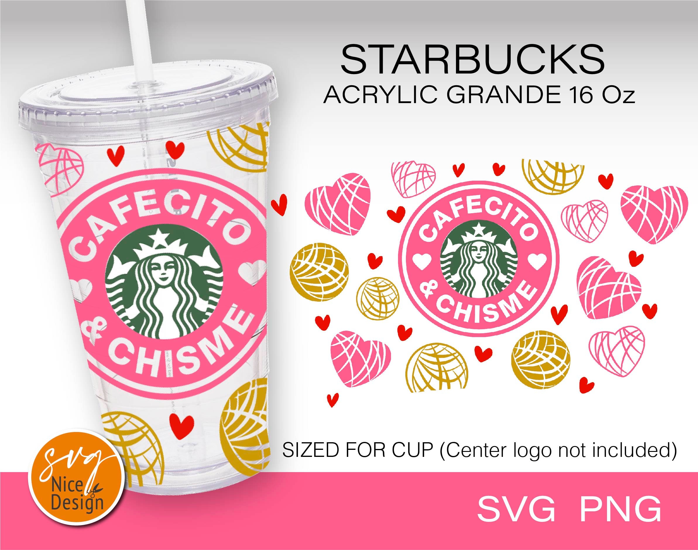 Cafecito And Chisme Starbucks Cup Svg Pan Dulce Concha Mexican Etsy