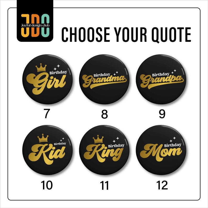 Personalized Birthday Pin: Custom Bday Crew Badge, Black & Gold Party ...