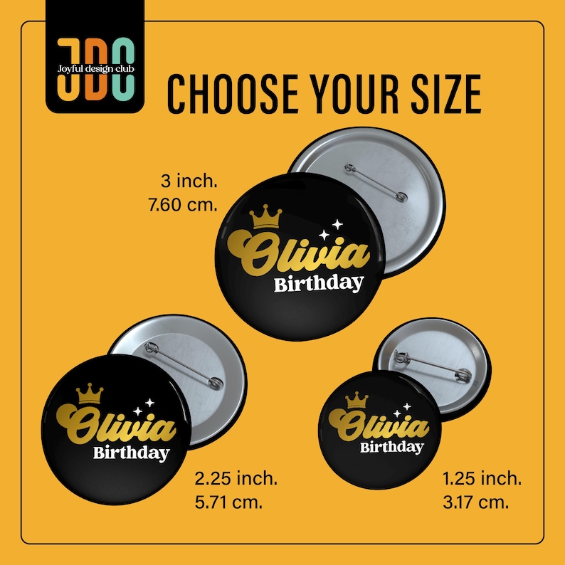 Personalized Birthday Pin: Custom Bday Crew Badge, Black & Gold Party ...
