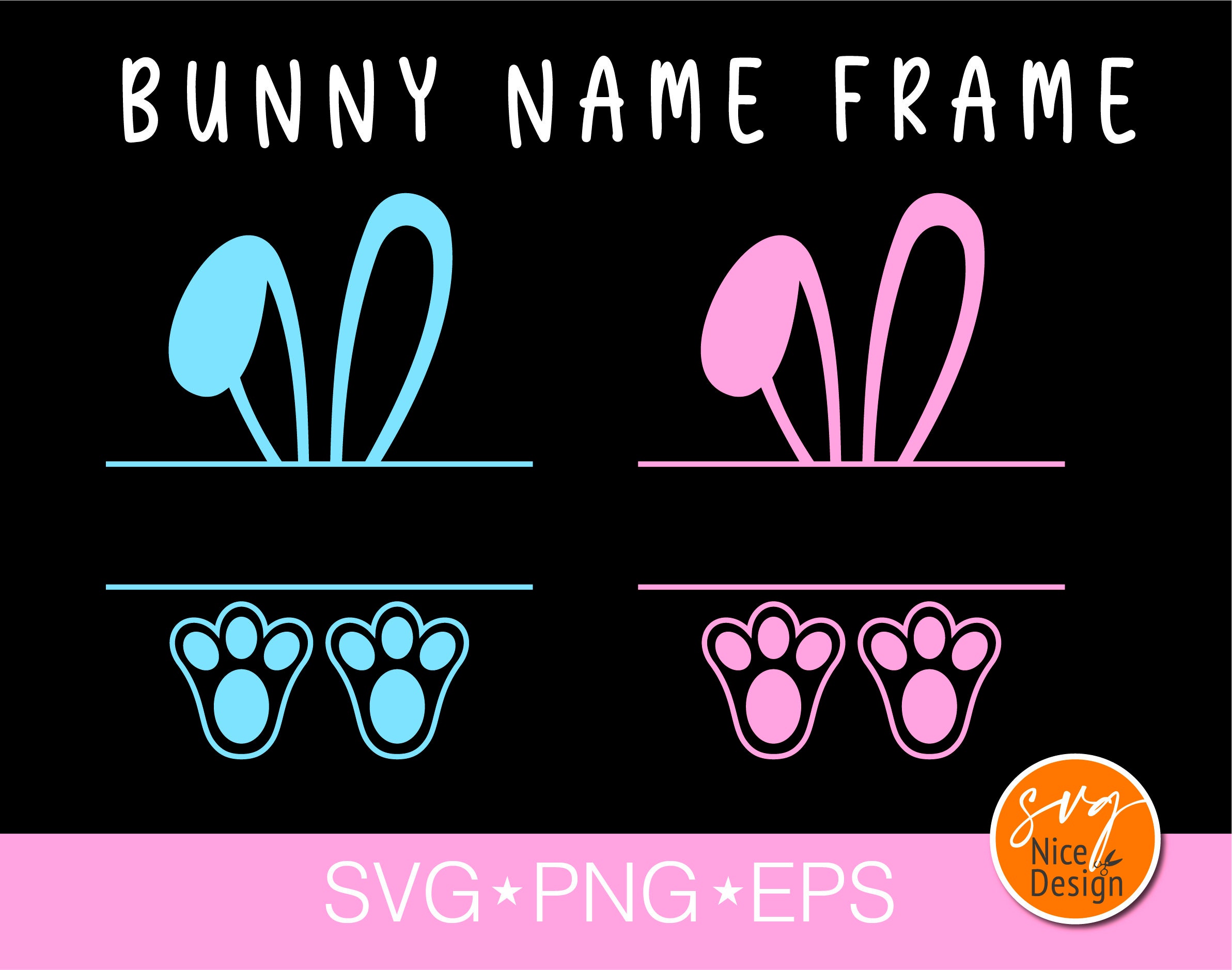 Bunny Name Frame Svg Easter Bunny Split Monogram Svg Bunny - Etsy