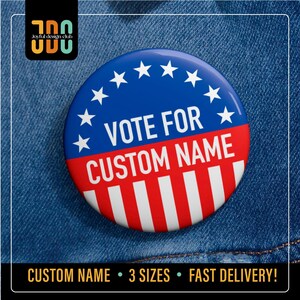 Custom Personalized Election Vote Pin Button, USA Vote Pin Buttons ...