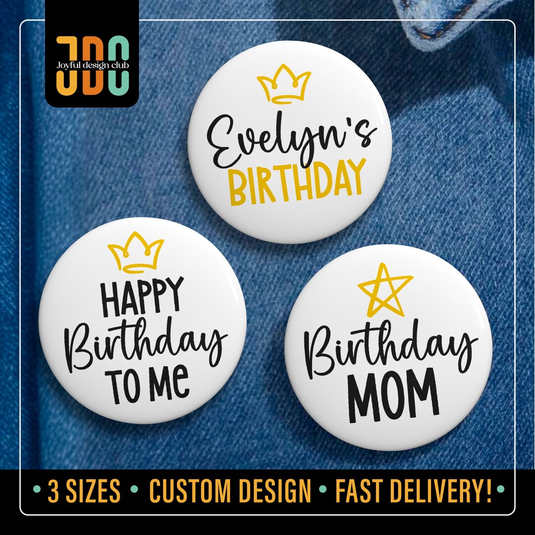 Birthday Pin Button : Bday Crown Queen & King Vibes Badge, Party ...