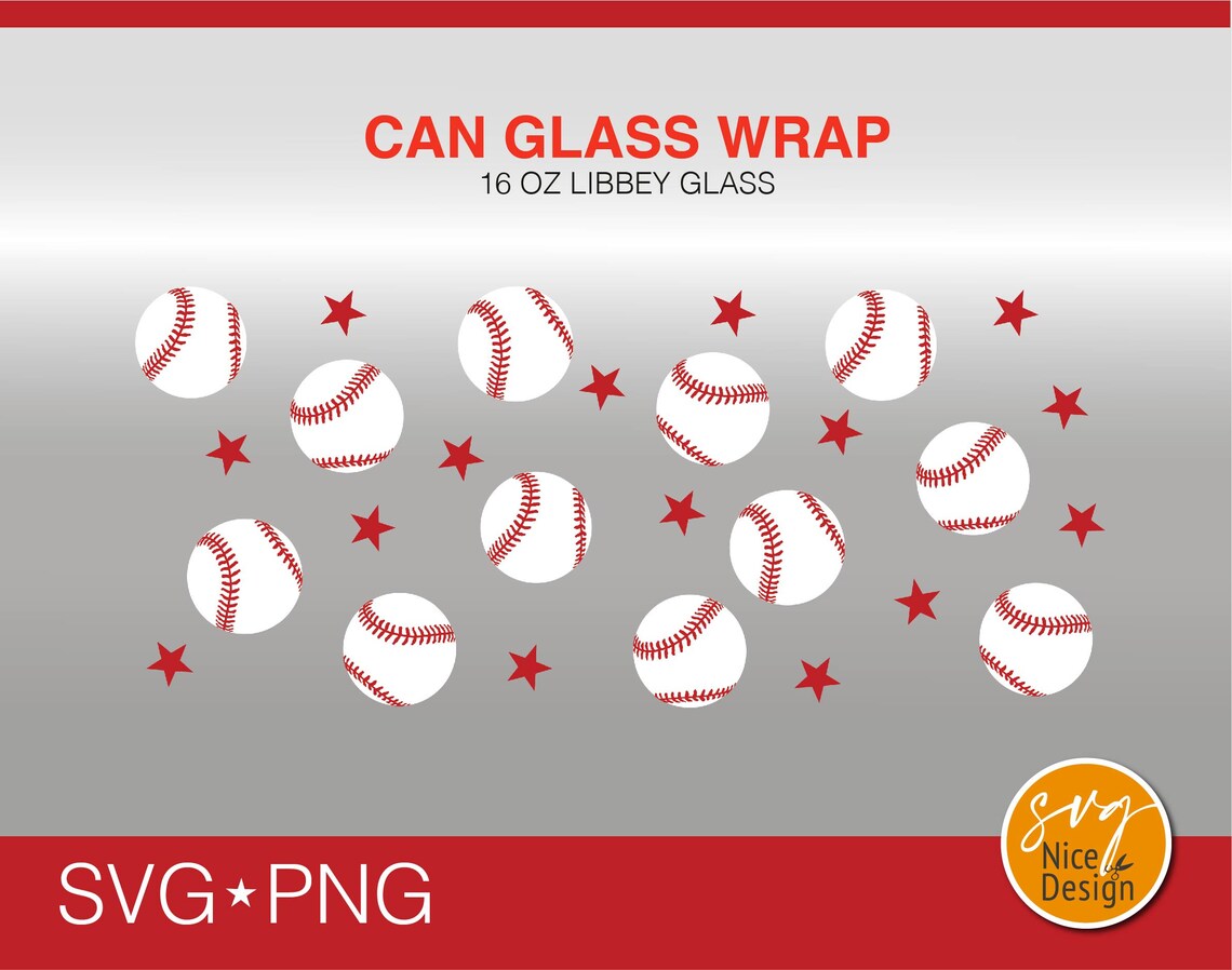 Baseball Lover Can Glass Wrap Svg Baseball Fan Athlete Decal | Etsy