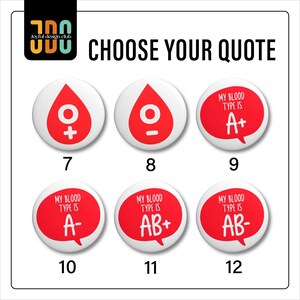 24 Blood Type Pin, My Blood Type is A+ A- B+ B- O+ O- AB+ AB- Badge ...