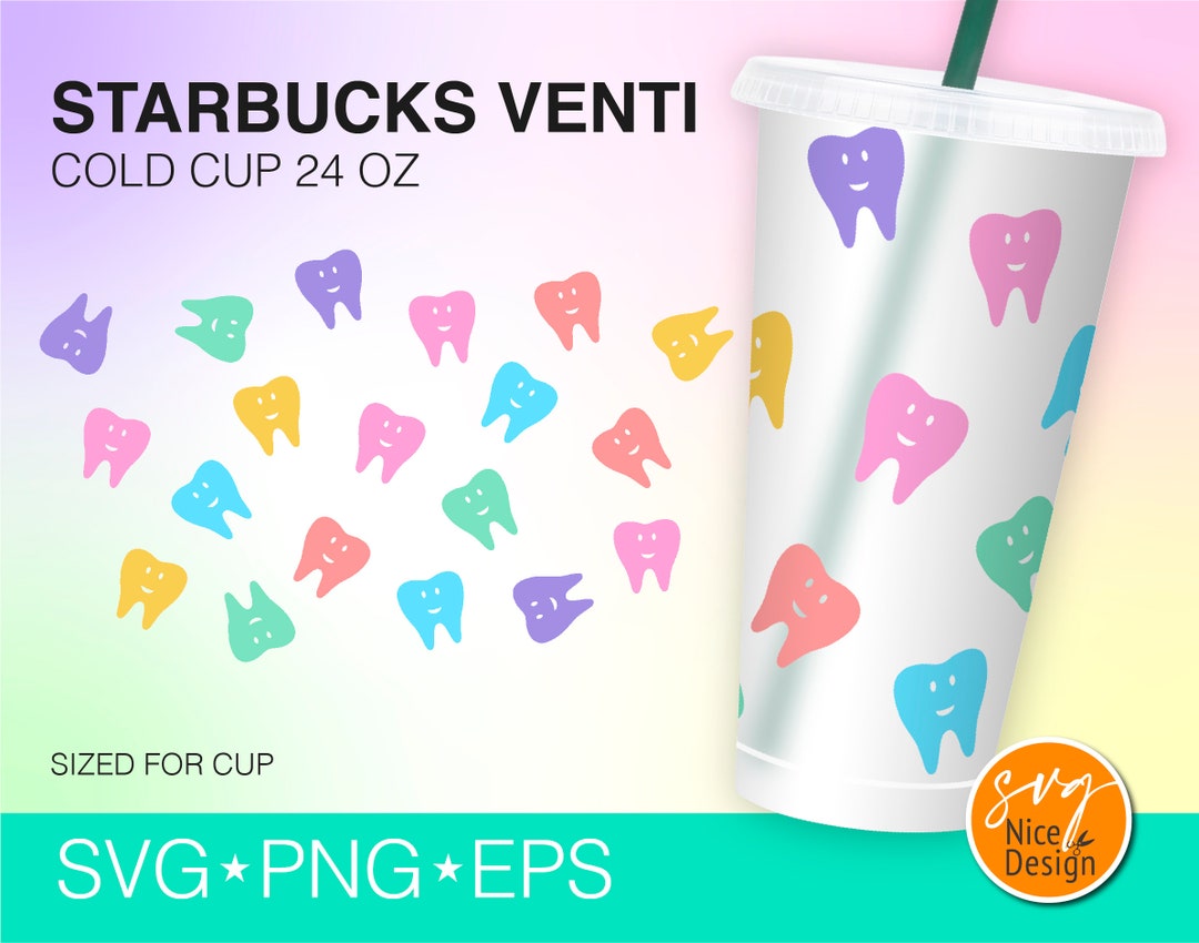 Candy Dental No Hole Design Cold Cup Svg, Candies Sweet Tooth Seamless ...