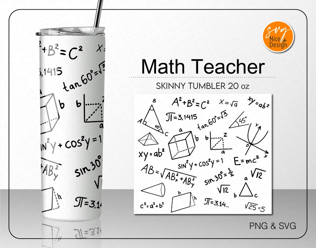 Math Teacher Skinny Straight Tapered Tumbler, Teacher Appreciation ...