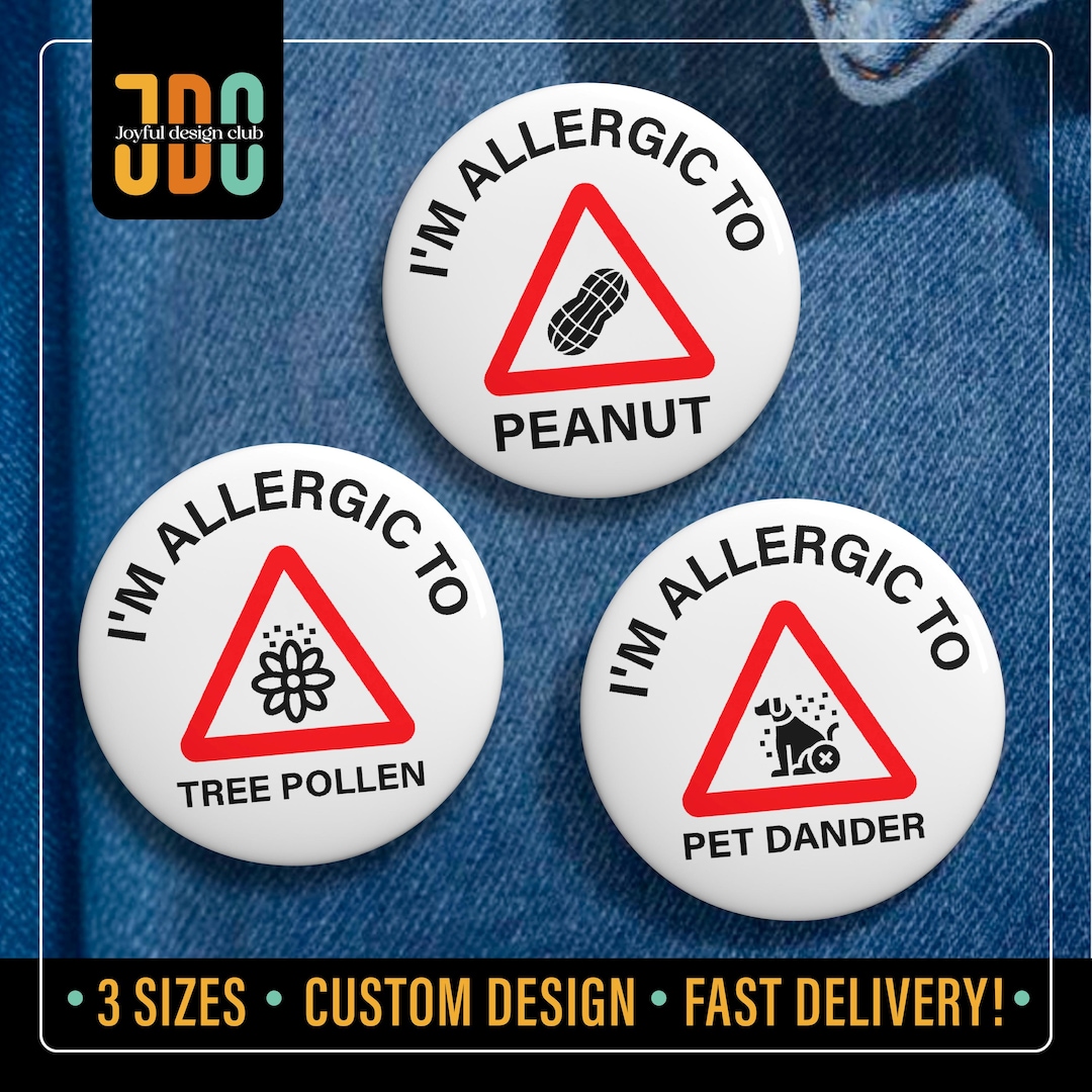 Allergy Alert Pin Badge: I’m Allergic to Food, Pets, Pollen, Medical ...