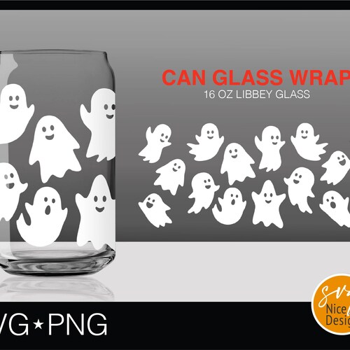 Ghost Can Glass SVG Ghost Vector Halloween Can Glass 16 Oz - Etsy